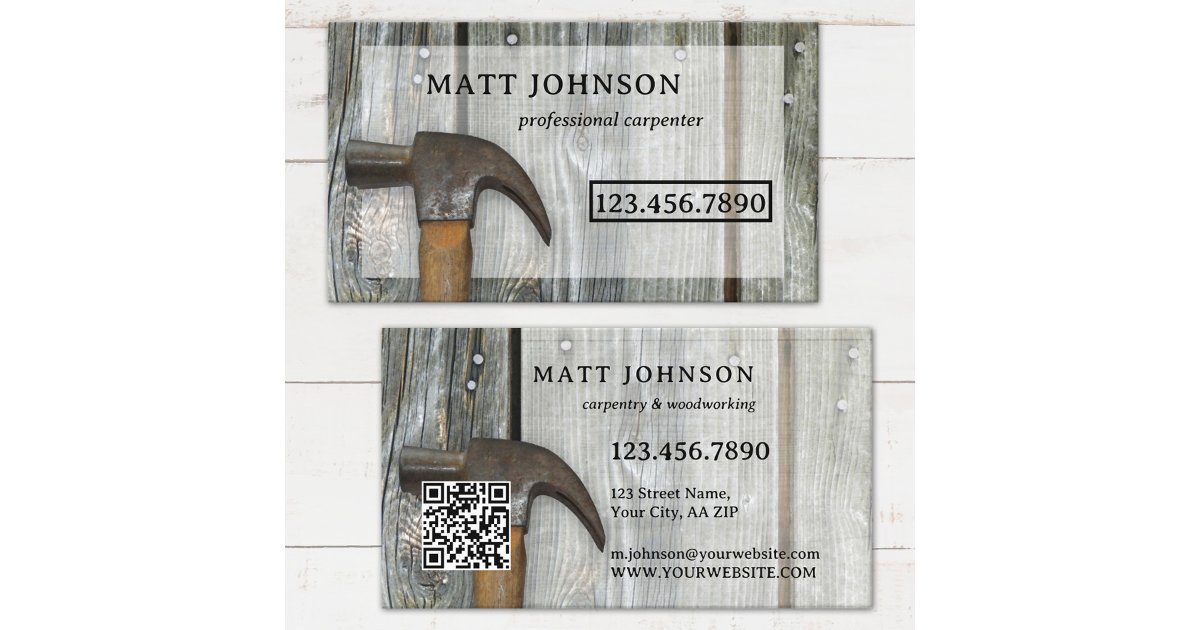 Professional Carpenter Construction QR Code Business Card | Zazzle