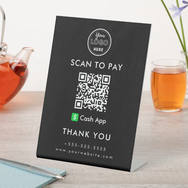 Professional Cash App QR Code Scan to Pay Logo Pedestal Sign | Zazzle