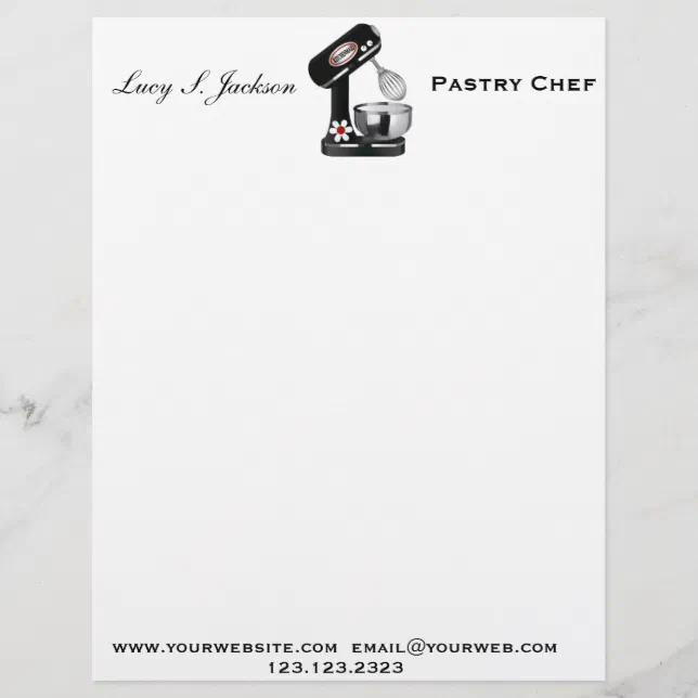 Professional Chef & Baker Letterhead Template | Zazzle