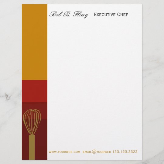 Professional Chef Catering Cook REcipes Letterhead | Zazzle.com