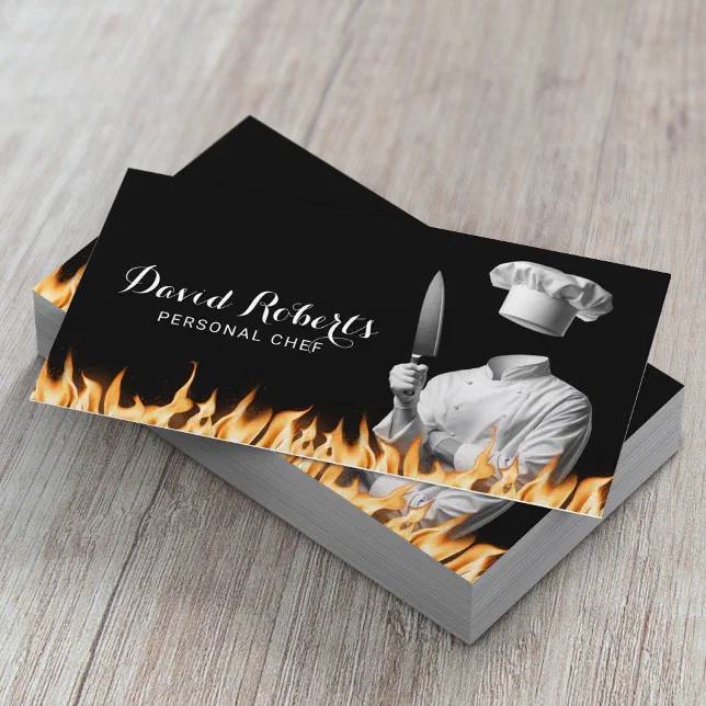 Professional Chef Restaurant Cook Catering Black Business Card | Zazzle