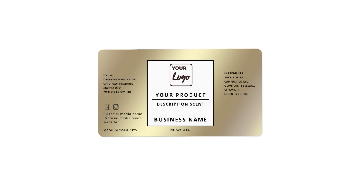 Professional chic simple logo gold product label | Zazzle
