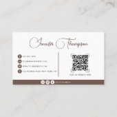 Professional Chocolate Brown Script QR Code Business Card | Zazzle