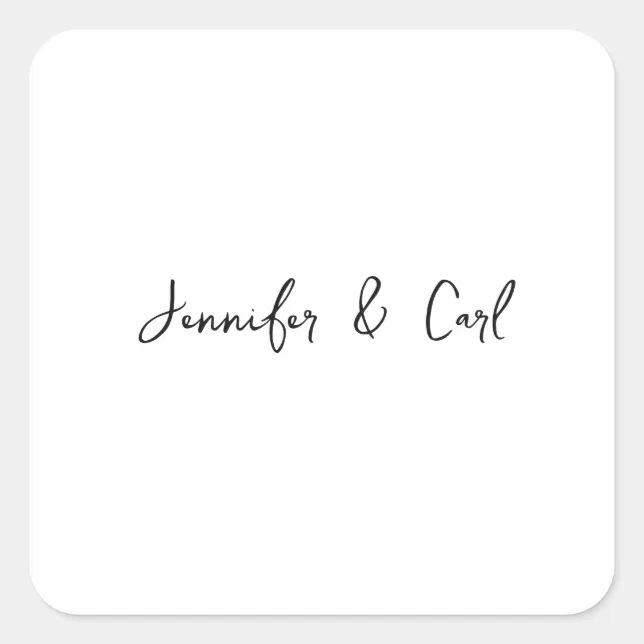 Professional Classic Calligraphy Minimalist Plain Square Sticker | Zazzle