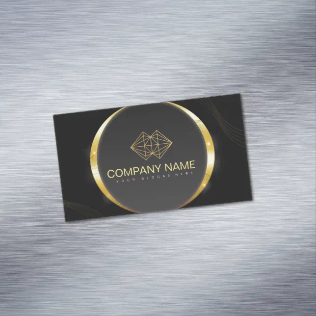 Professional Classic Elegant Black Gold Business Card Magnet | Zazzle