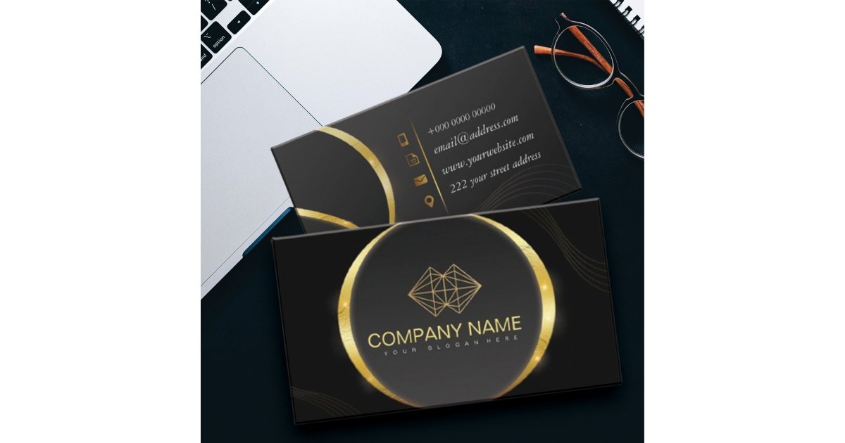Professional Classic Elegant Black Gold Calling Card | Zazzle