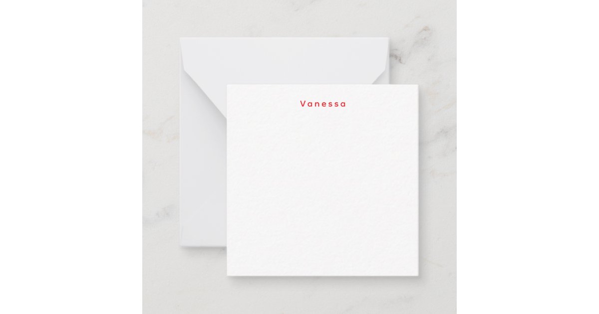 Professional classical calligraphy name custom red note card | Zazzle