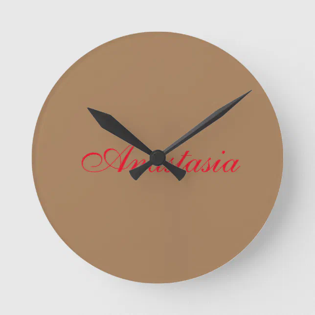 Professional classical handwriting name custom round clock | Zazzle