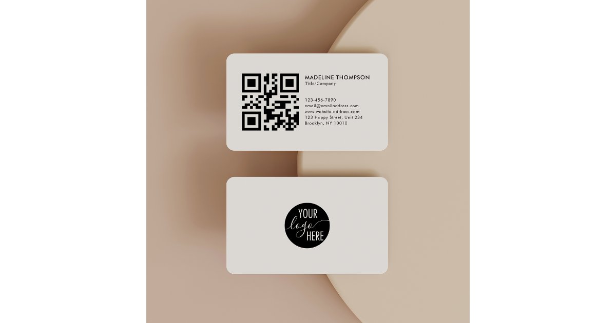 Professional Clean Generic Company Logo QR Code Business Card | Zazzle