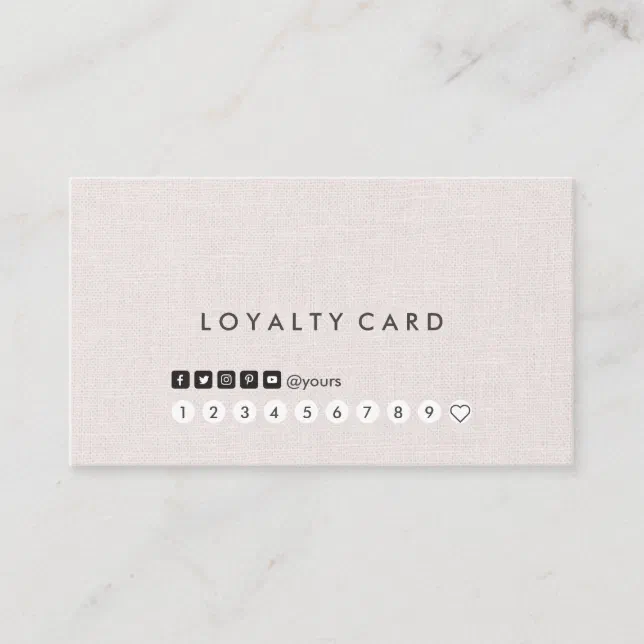 Professional Clean Minimalist Linen Loyalty Card | Zazzle