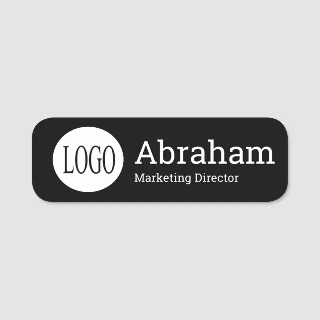 Professional Clean Modern Business Black Logo Name Name Tag | Zazzle