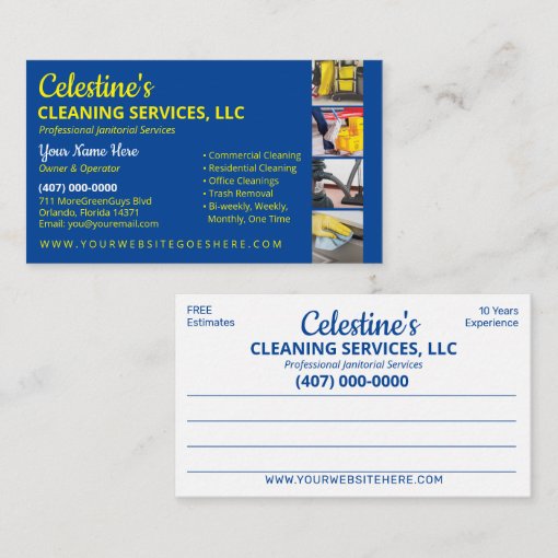Professional Cleaning/Janitorial Housekeeping Serv Business Card | Zazzle