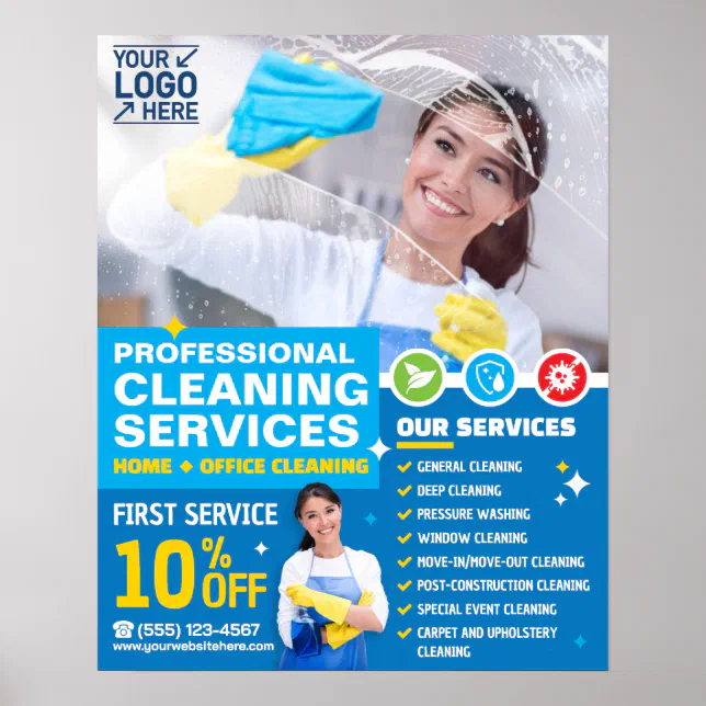 Professional Cleaning Services - Template Poster | Zazzle