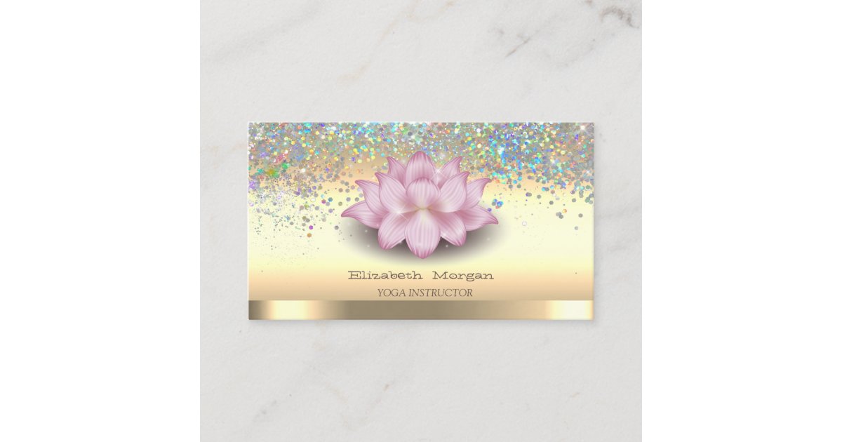 Professional Colorful Confetti Lotus Yoga Business Card | Zazzle