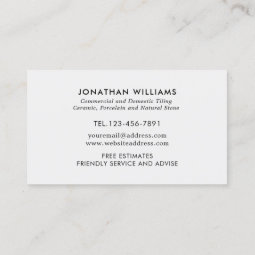Professional Commercial and Domestic Tiling Business Card | Zazzle