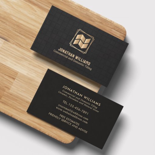 Professional Commercial and Domestic Tiling Logo Business Card | Zazzle