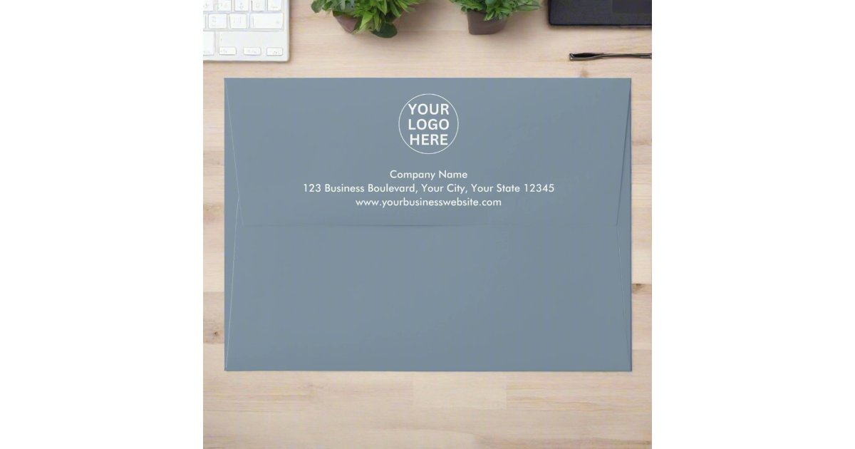 Professional Company Logo Dusty Blue Envelope | Zazzle