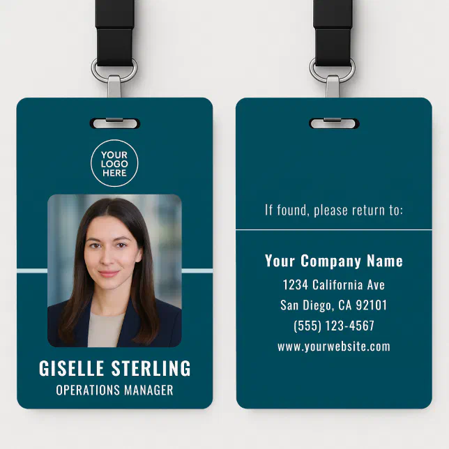 Professional Company Staff ID Card with Photo Badge | Zazzle