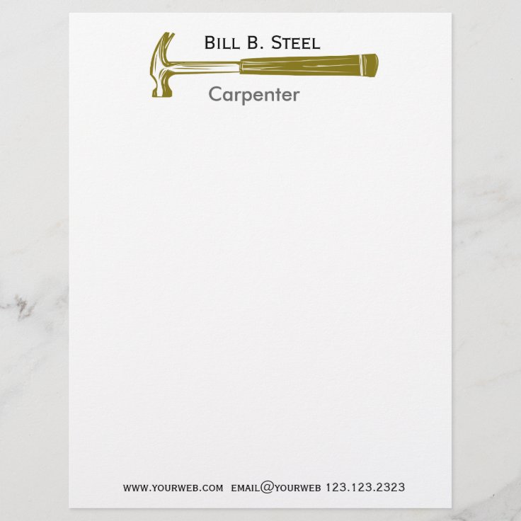 Professional Construction Builder Carpenter Letterhead | Zazzle