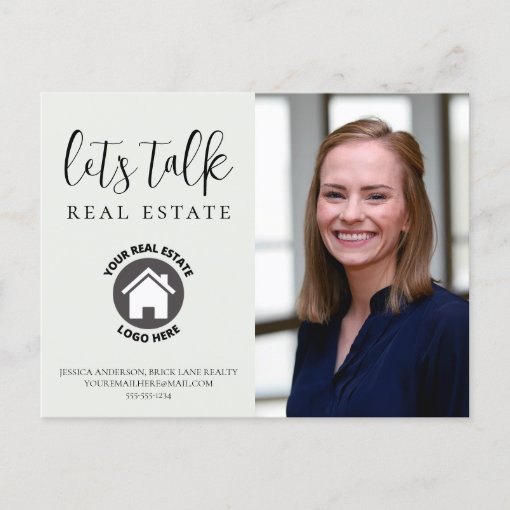 Professional Contact Info Photo Real Estate Postcard | Zazzle