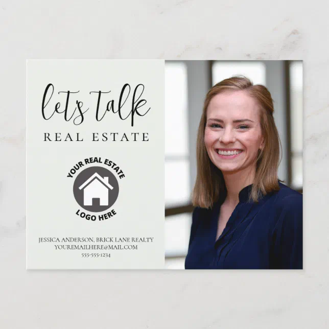 Professional Contact Info Photo Real Estate Postcard | Zazzle