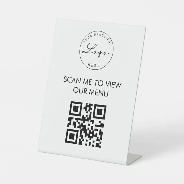 Professional Contactless Restaurant Menu QR Code Pedestal Sign | Zazzle