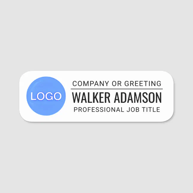 Professional Corporate Logo, Custom Employee White Name Tag | Zazzle