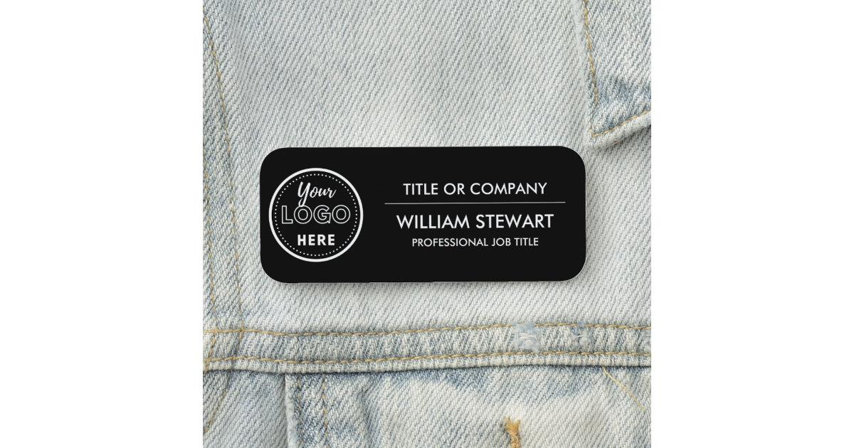 Professional Custom Business Logo Employee Staff Name Tag | Zazzle