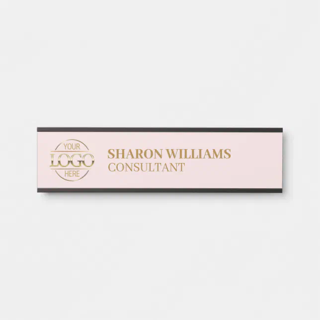 Professional Custom Business Logo Job Title Pink Door Sign | Zazzle