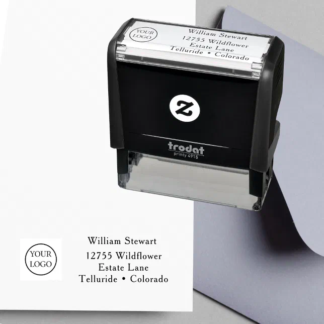 Professional Custom Business Logo Return Address Self-inking Stamp | Zazzle