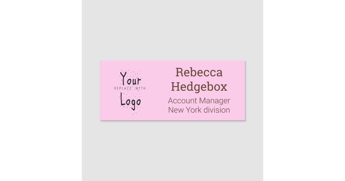 Professional Custom Company Logo and Text Name Tag | Zazzle