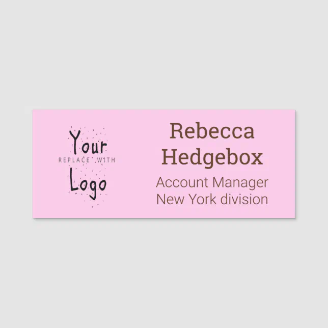 Professional Custom Company Logo and Text Name Tag | Zazzle