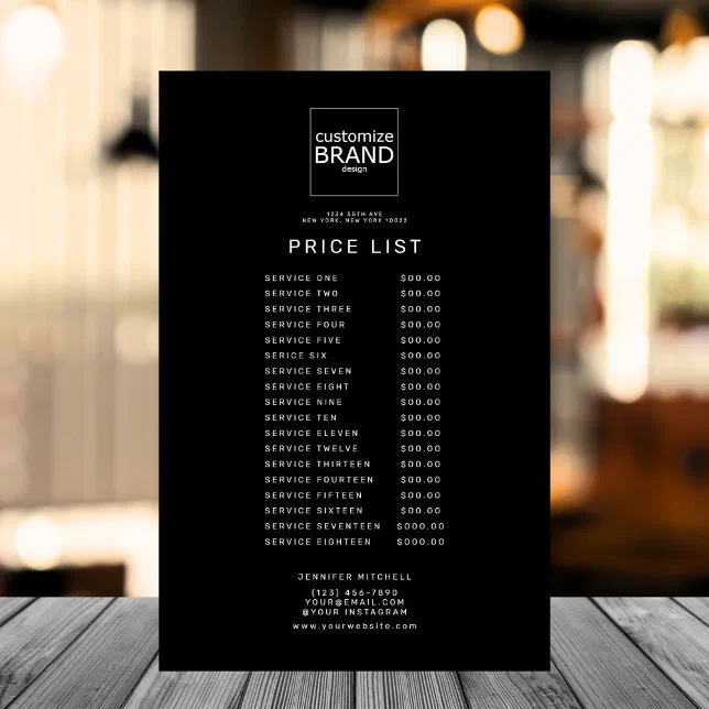Professional Custom Logo Black Price Service List Flyer | Zazzle