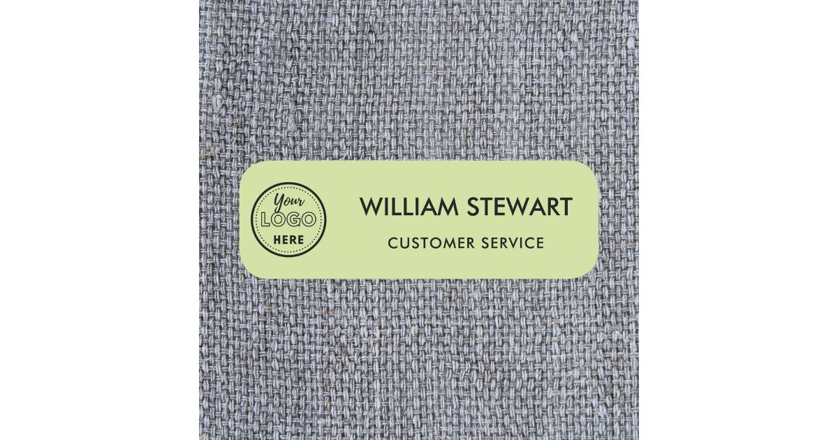 Professional Custom Logo Lime Green Employee Staff Name Tag | Zazzle