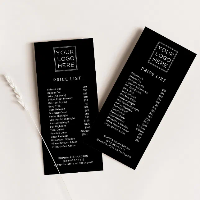 Professional Custom Logo | Price List Services Rack Card | Zazzle