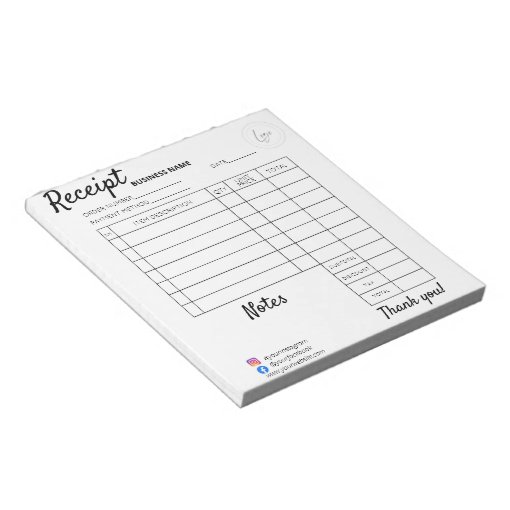 Professional Custom receipts for business Notepad | Zazzle