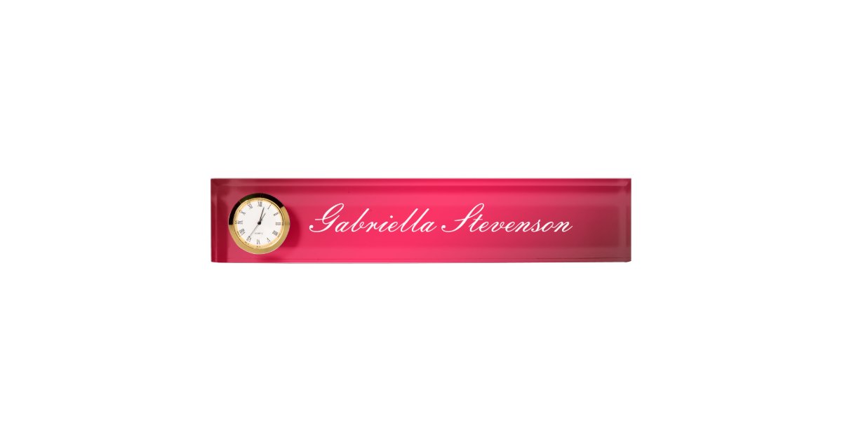 Professional Customize Text Red Handwriting Desk Name Plate | Zazzle