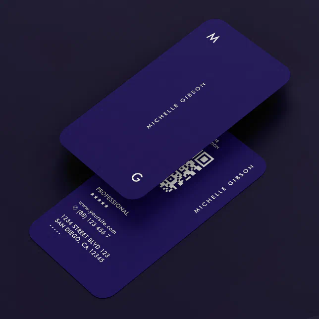 Professional Dark Blue Simple Minimal Business Card | Zazzle