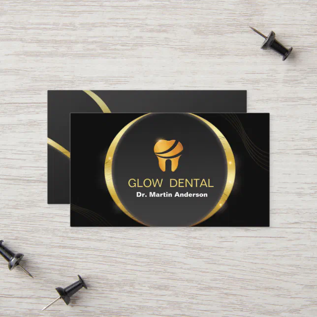Professional Dental Clinic Gold Tooth Logo Calling Card | Zazzle