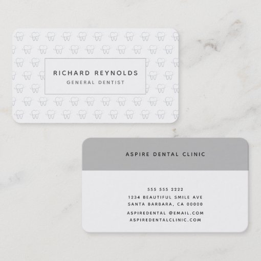 Professional Dental Clinic Tooth Pattern on white Business Card | Zazzle