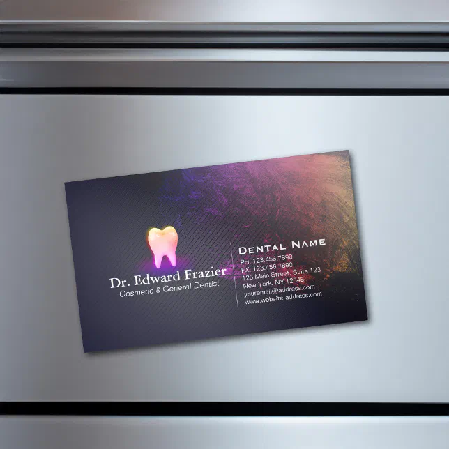 Professional Dentist Dental Clinic Rose Gold Tooth Business Card Magnet ...