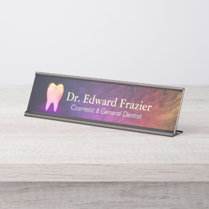 Professional Dentist Dental Clinic Rose Gold Tooth Desk Name Plate ...