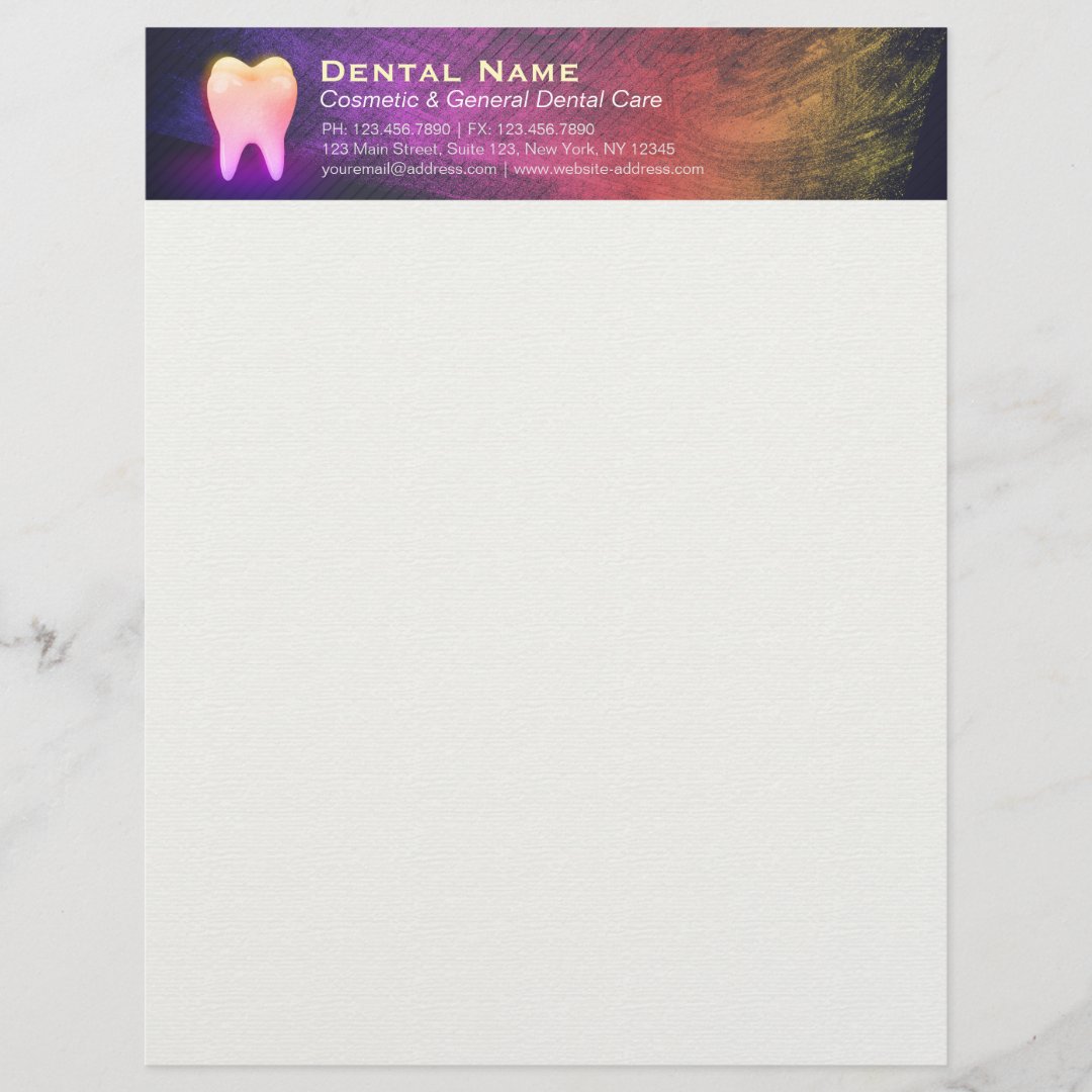 Professional Dentist Dental Clinic Rose Gold Tooth Letterhead | Zazzle