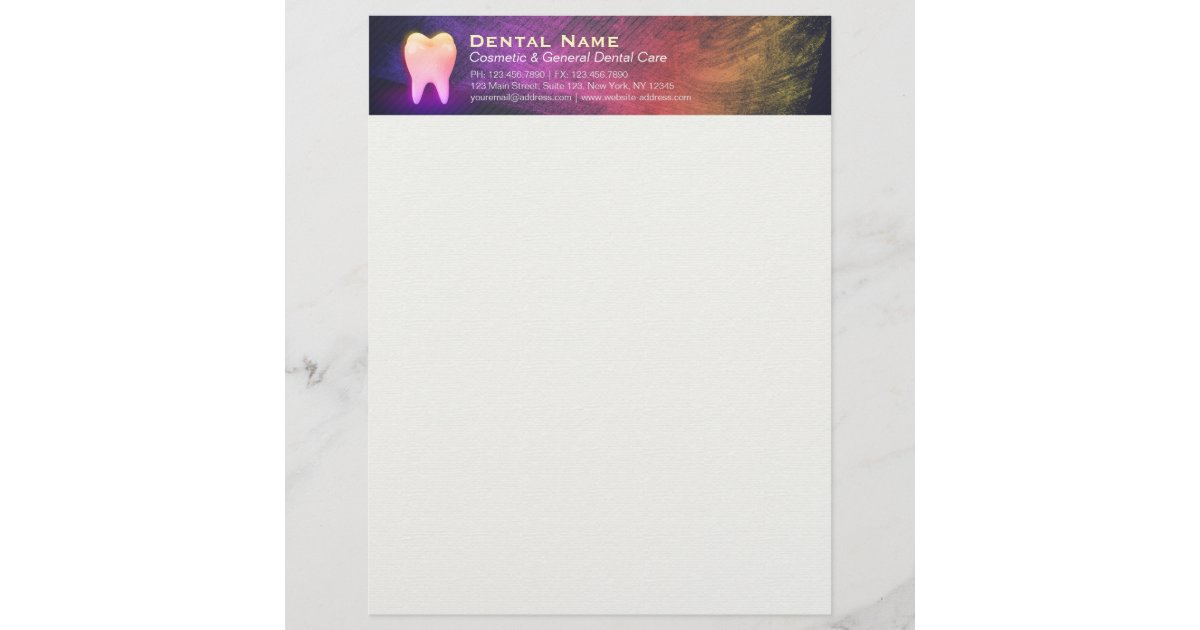 Professional Dentist Dental Clinic Rose Gold Tooth Letterhead | Zazzle