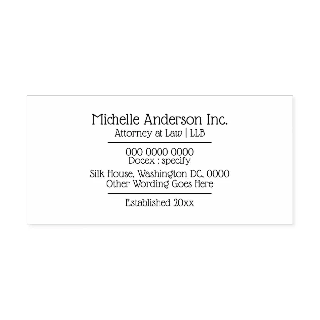 Professional DIY business particulars classy chic Self-inking Stamp ...