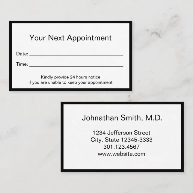 Professional Doctor's Office Appointment Card | Zazzle