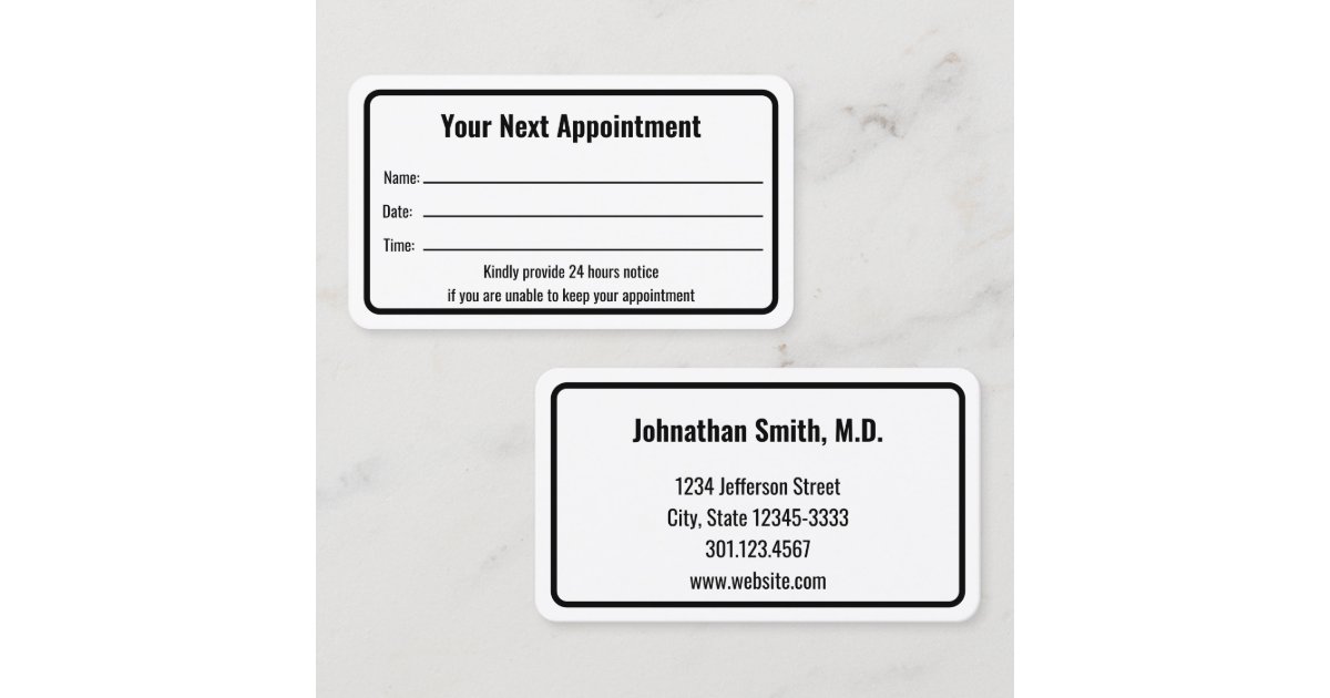 Professional Dr. Office Appointment Reminder Card | Zazzle