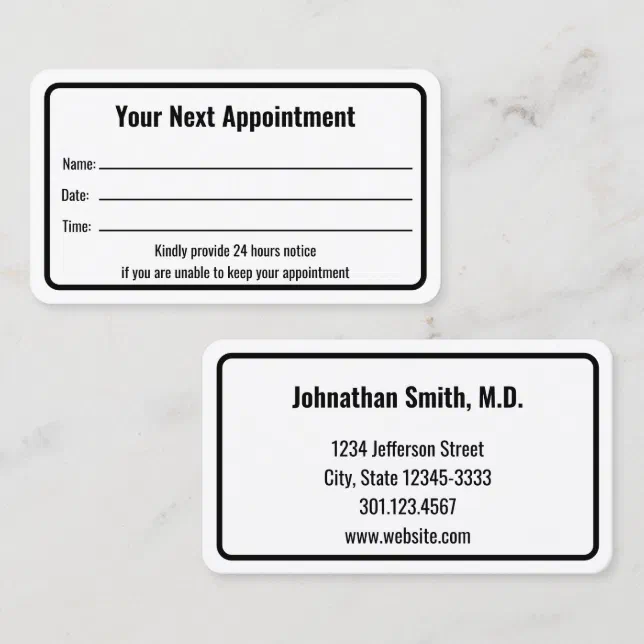 Professional Dr. Office Appointment Reminder Card | Zazzle