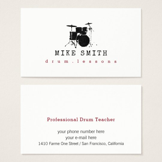 professional drum teacher . drummer business card | Zazzle.com