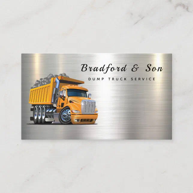 Professional Dump Truck Service Company Chrome Business Card | Zazzle